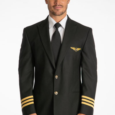 MEN'S PILOT UNIFORM DOUBLE BREASTED JACKET BLACK - Armstrong Aviation ...