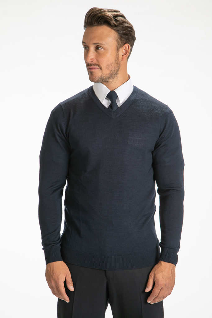 Merino Mixed Wool Black/Navy Pilot Uniform Pullover - Armstrong ...