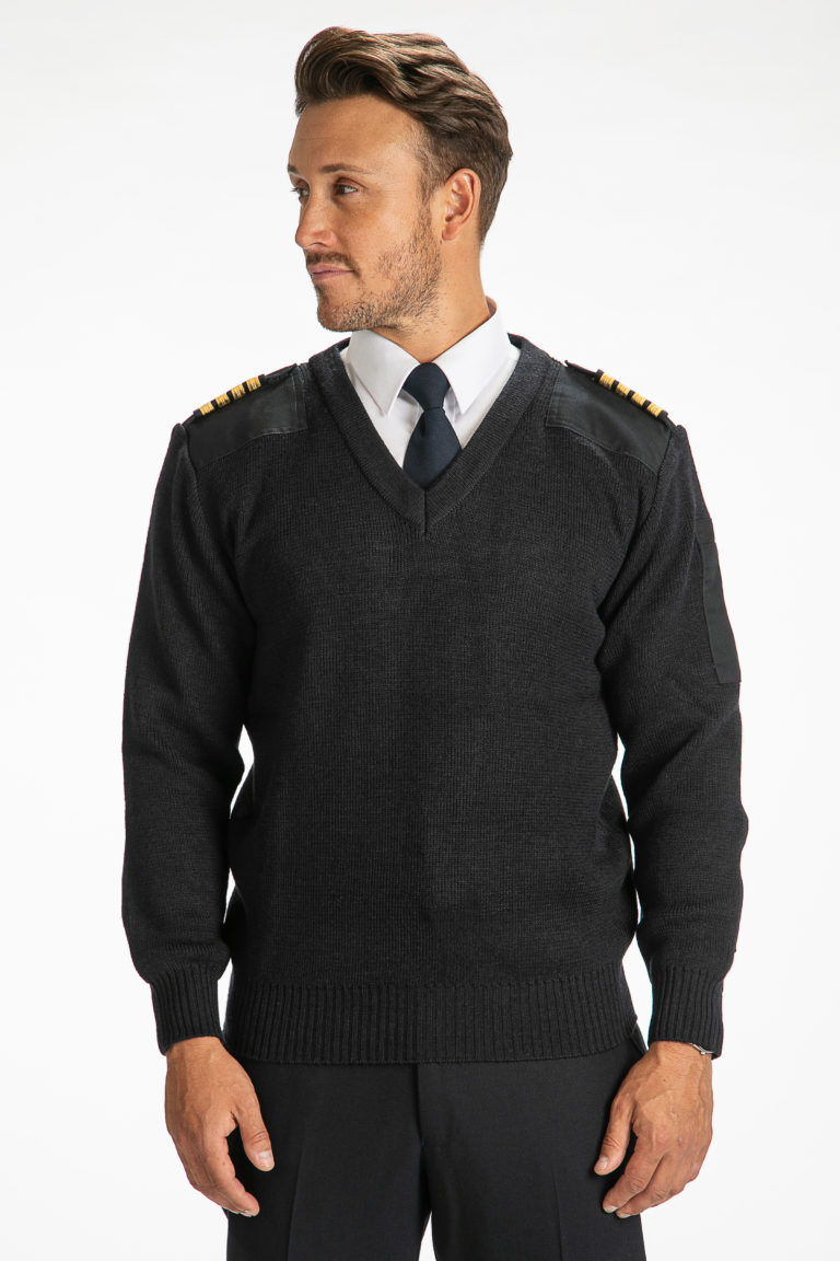 Navy Pilot Uniform Military Style Sweater With Shoulder/Elbow P ...